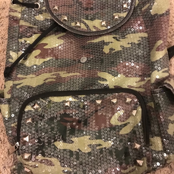 Bags | Camouflage Sequined Backpack | Poshmark